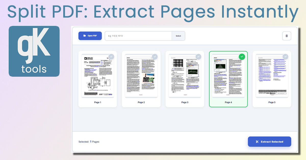 Split PDF Online - Extract Pages From PDF For Free | GK Tools