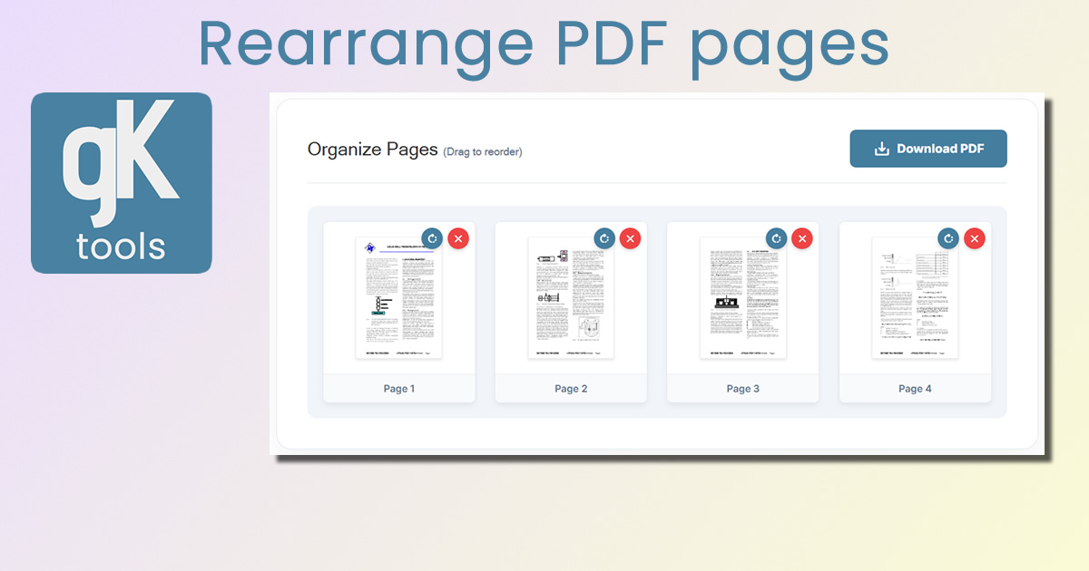 Rearrange PDF Pages - Organize, Move & Delete Pages Online
